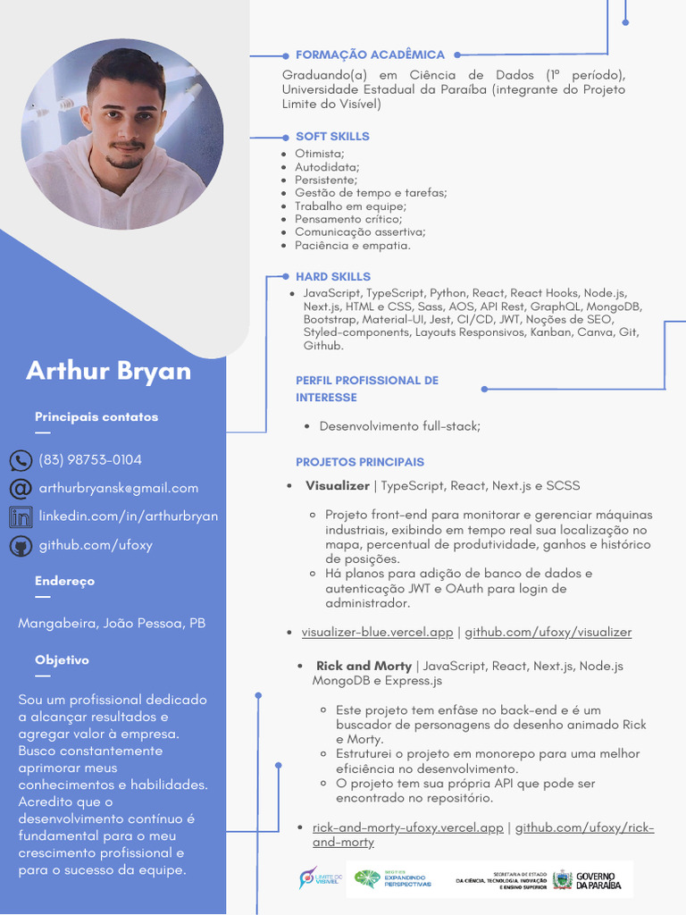 CV Arthur Bryan - Estágio LV-1 | PDF | Informática