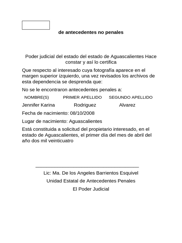 Constancia de Antecedentes No Penales | PDF