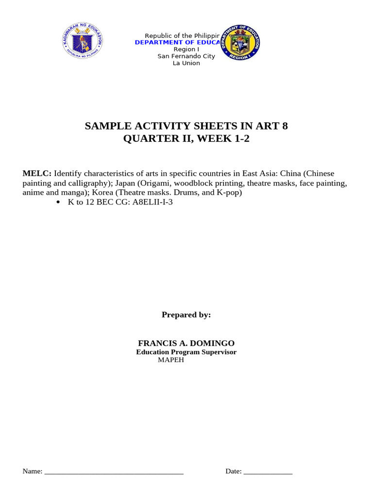 Arts and Crafts of East Asia Activity | PDF | East Asia | Paintings