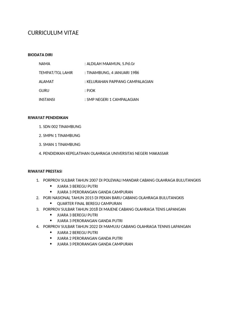 Biodata Diri | PDF