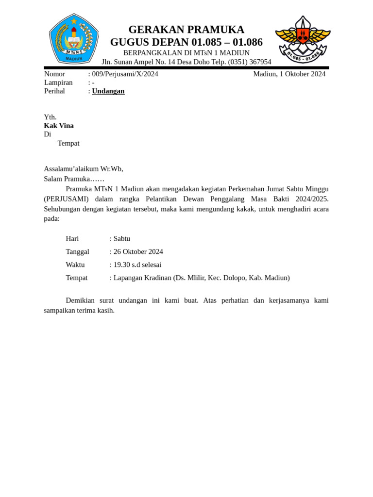 Undangan Perjusami | PDF