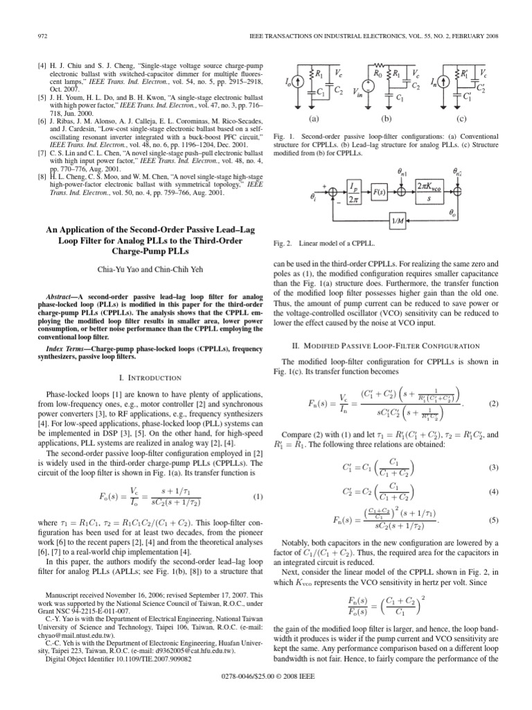 An Application of The Second-Order Passive Lead-Lag Loop Filter For ...