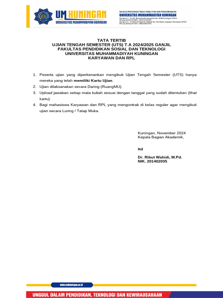 Tata Tertib Uts Karyawan RPL | PDF