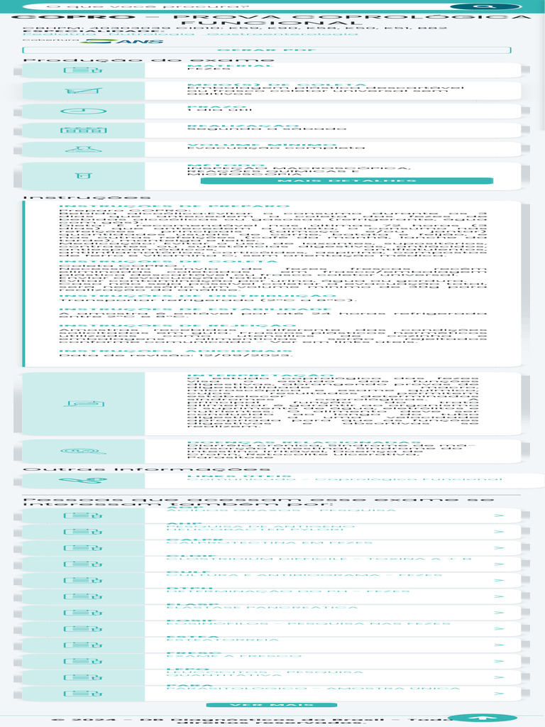 Copro - Prova Coprológica Funcional | PDF