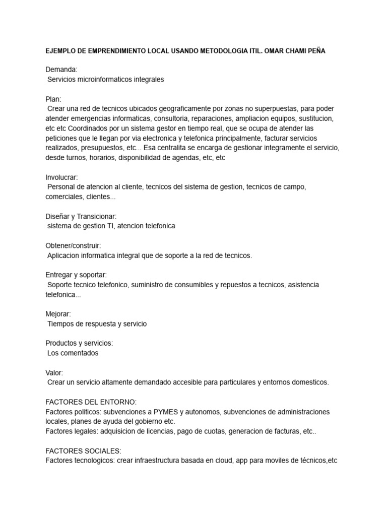 Practica Aplicando Metodologia ITIL Omar Chami Peña | PDF | Informática ...