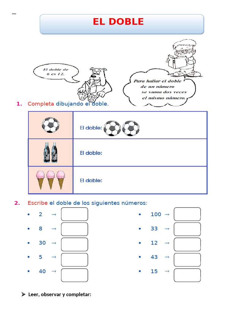 Doble y Triple para Segundo Grado de Primaria | PDF