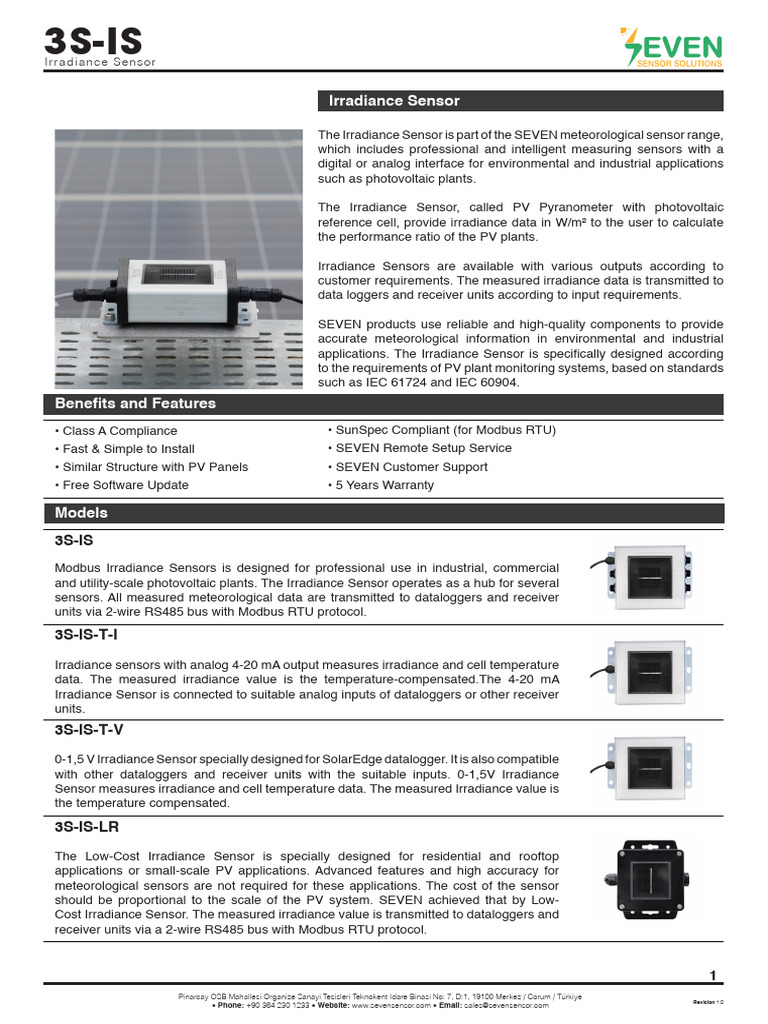 3S-Irradiance Sensor | PDF | Computing | Equipment