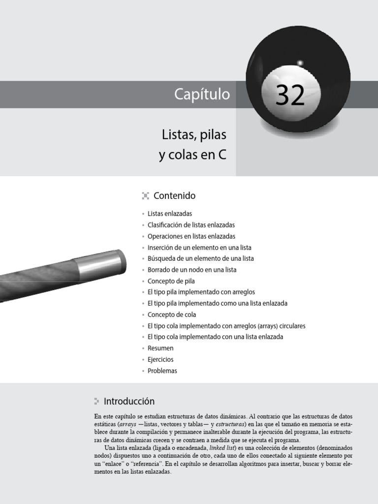 Estructuras de Datos en C: Listas, Pilas y Colas | PDF | Puntero (Programación de computadora ...