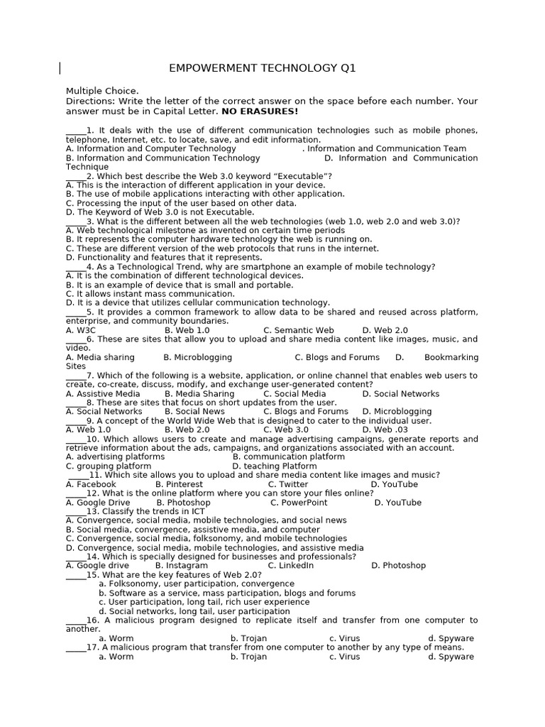 Empowerment Technology Q1 | PDF | World Wide Web | Internet & Web