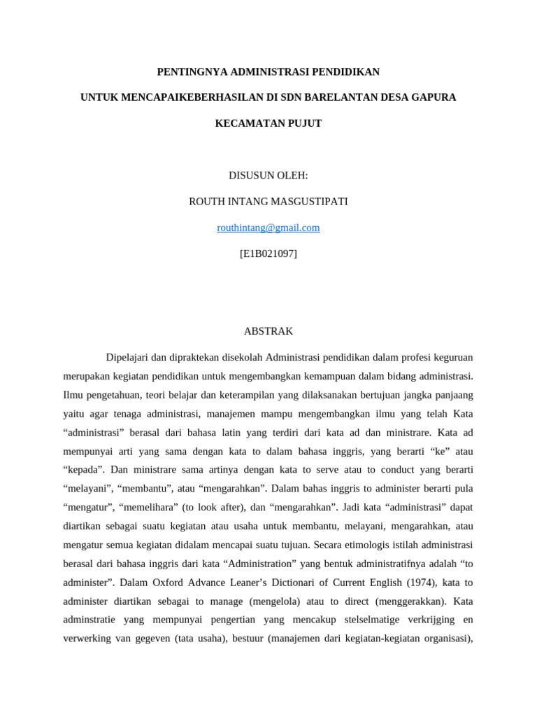 Routh Intang Masgustipati - E1B021097 - Artikel Administrasi | PDF