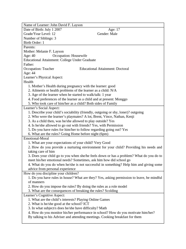 John David F. Layson's Profile Overview | PDF | Psychological Concepts ...