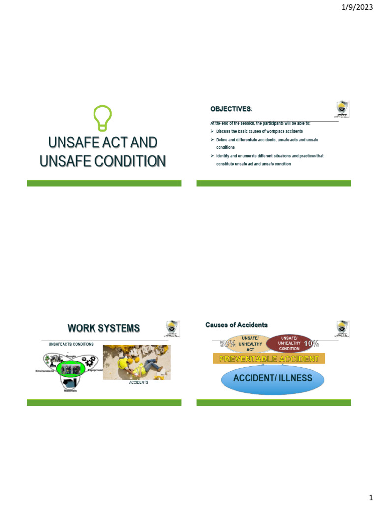 Day 1 - 02 Unsafe Act and Condition | PDF | Reinforcement | Safety