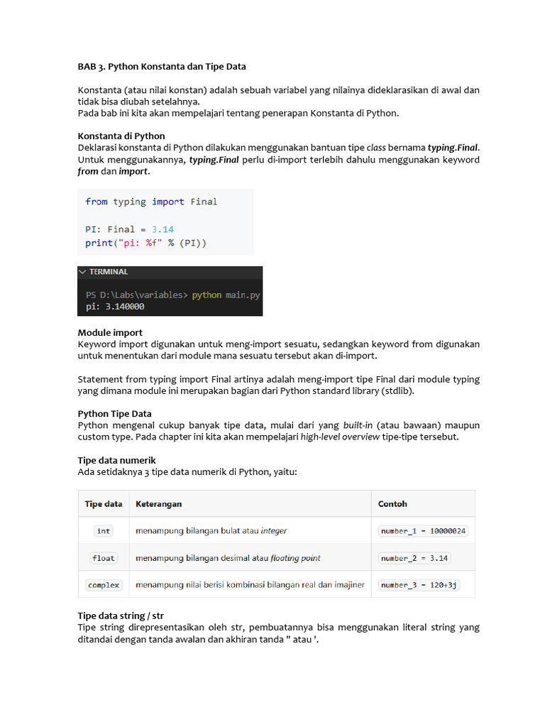 BAB 3 - Tipe Data | PDF
