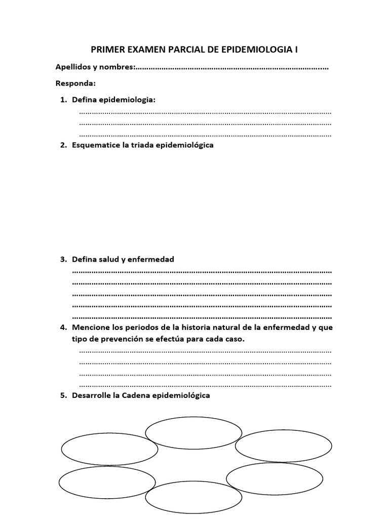 Primer Examen Parcial de Epidemiologia I | PDF