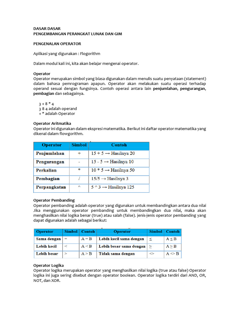 Modul Flowchart BAB 2 - Operator | PDF | Komputer