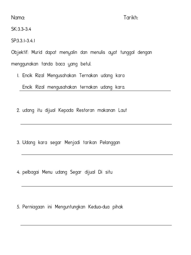 Lembaran Kerja Tanda Baca BM | PDF