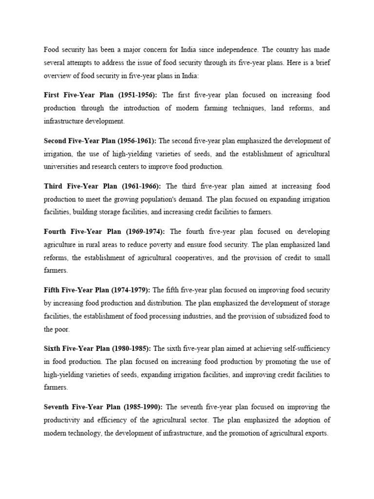5 Year Plan | PDF | Food Security | Agriculture