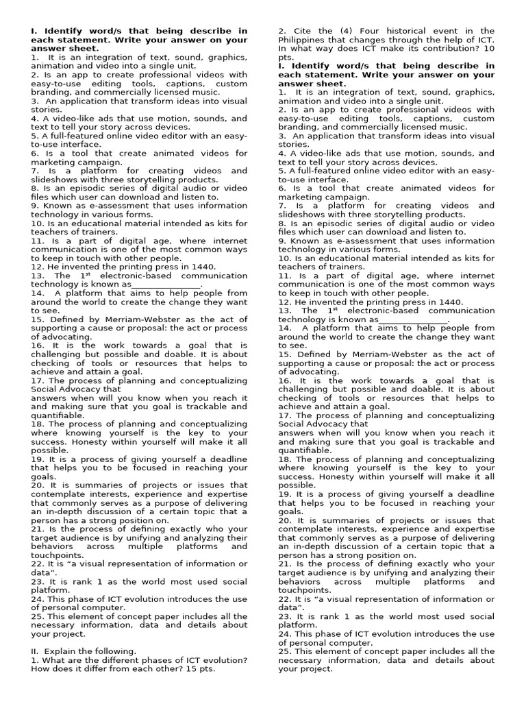 Long Test 2nd Quarter | PDF | Application Software | Communication