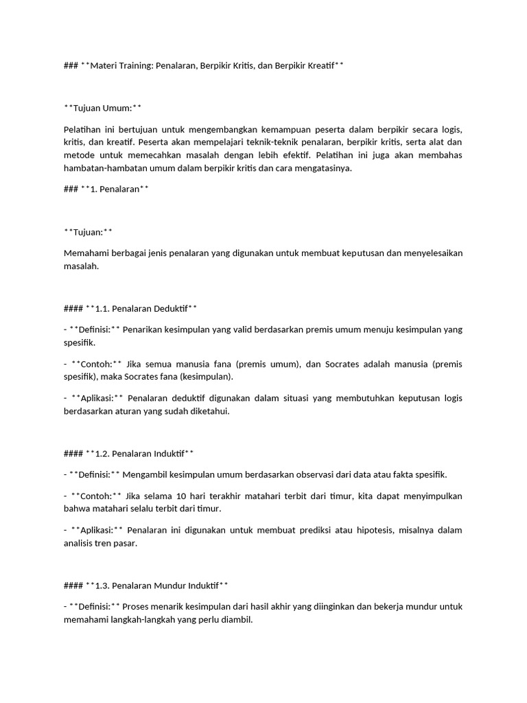 Materi Training Critical Thinking | PDF