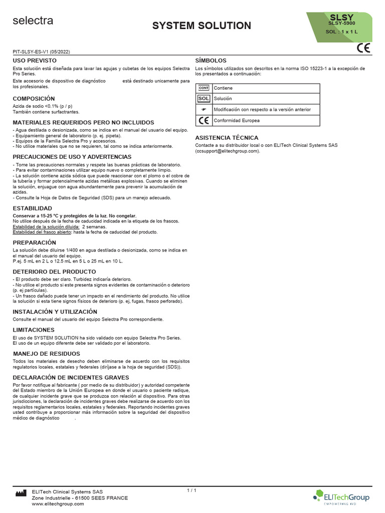 Selectra System Cleaning Solution | PDF