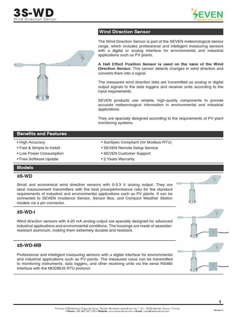 3S-Wind Direction Sensor | PDF | Sensor | Electrical Engineering