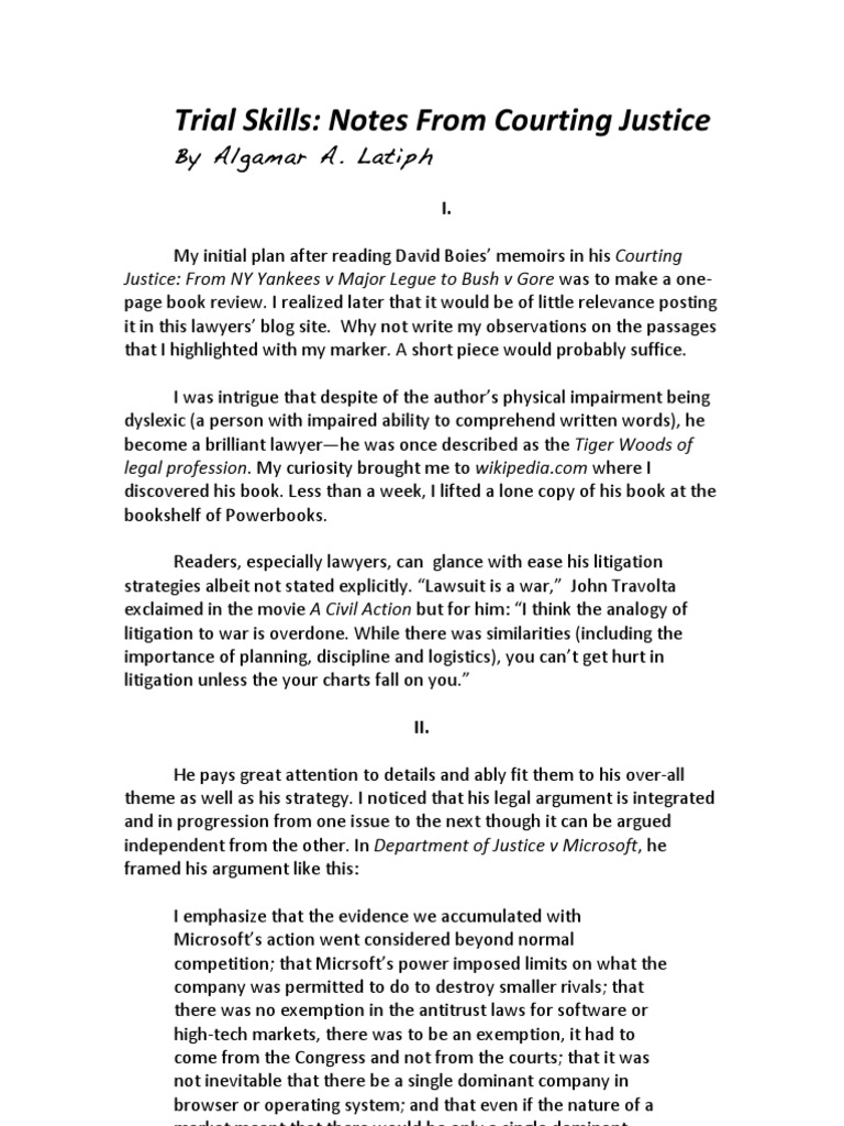 Trial Skills - Notes From Courting Justice | PDF | Lawsuit | Lawyer