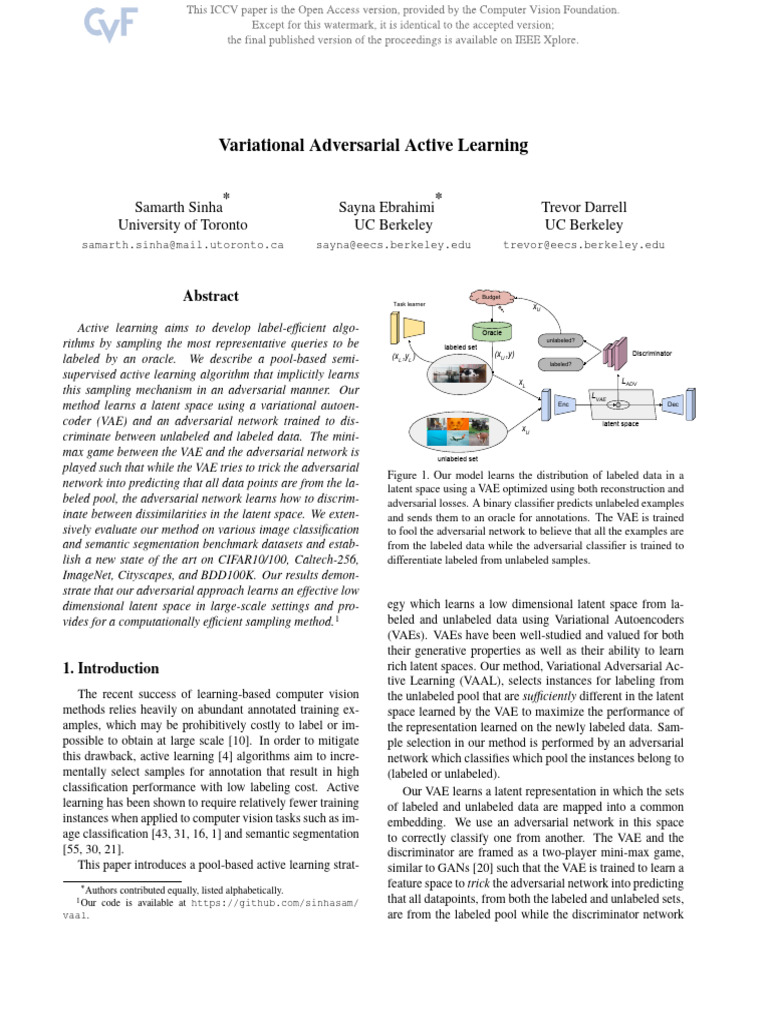 Sinha Et Al. - 2019 - Variational Adversarial Active Learning | PDF | Image Segmentation ...