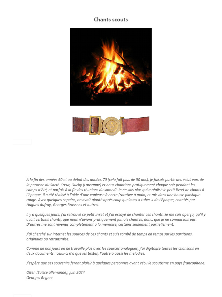 Chants Scouts : Souvenirs et Mélodies | PDF | Feu | Licorne