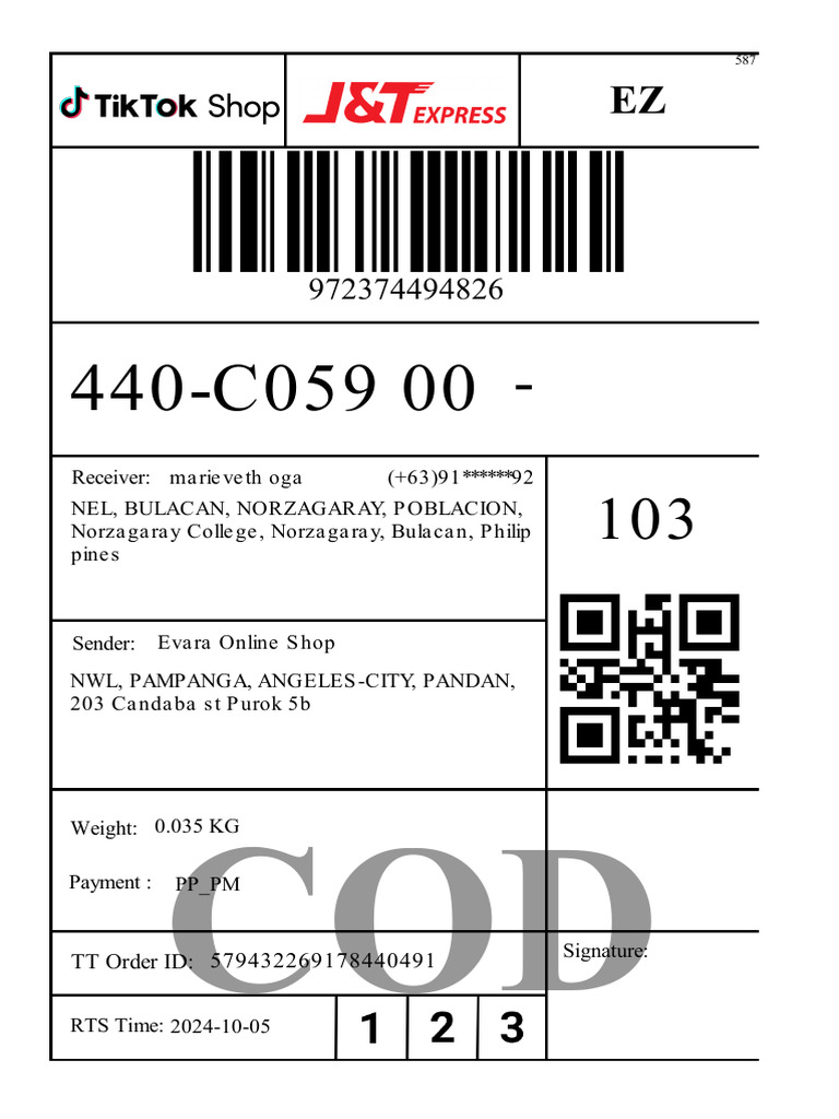 Shipping Details for Marieveth | PDF