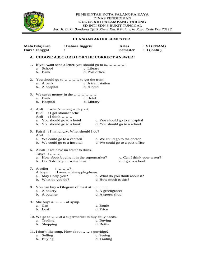 Soal PAS BHS INGGRIS KLS 6 | PDF | Cakes | Foods