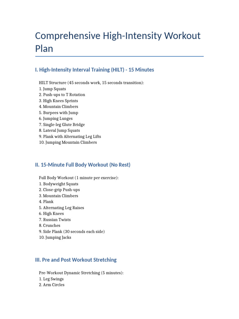 Comprehensive Workout Plan | PDF