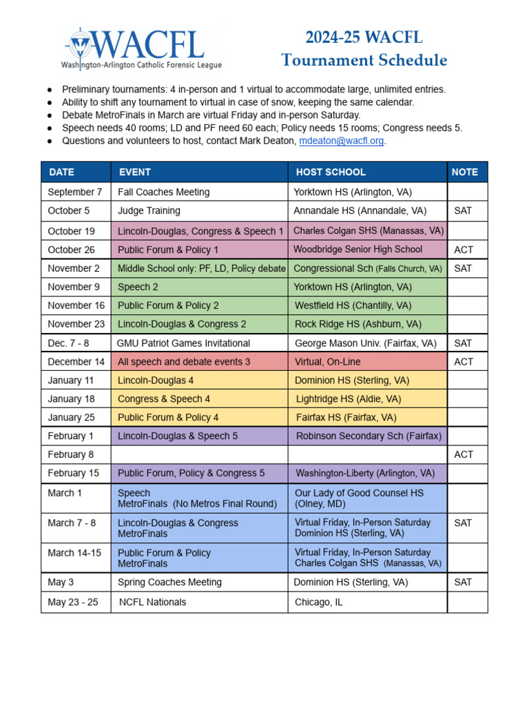 WACFL Tournament Schedule 2024-25 | PDF | George Mason University ...