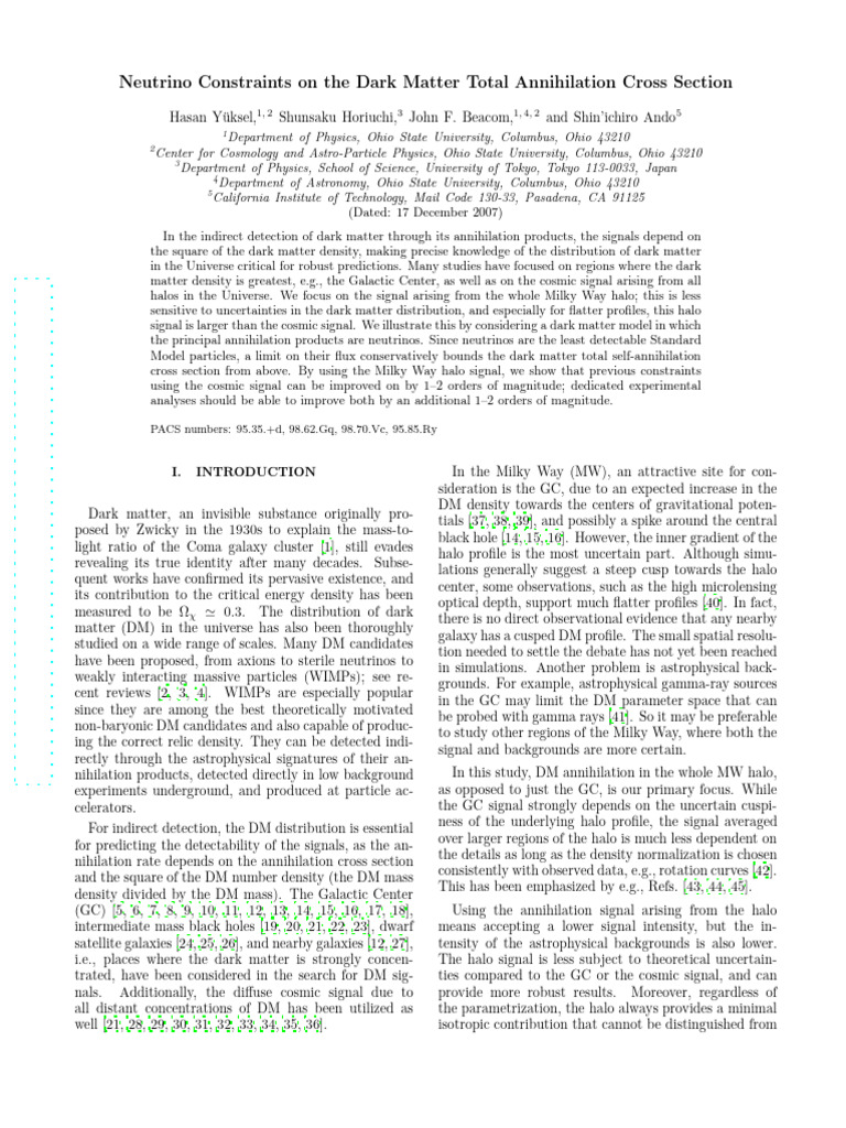 0707.0196 | PDF | Dark Matter | Neutrino