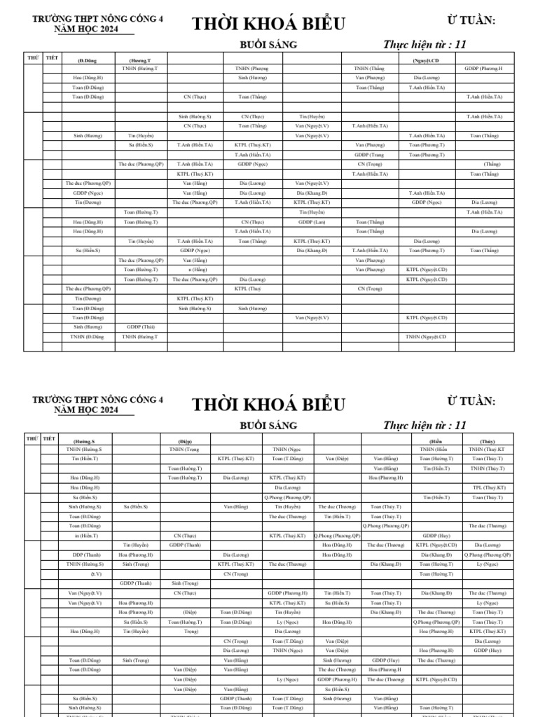 TKB TUẦN 11 - 2024-2025 | PDF
