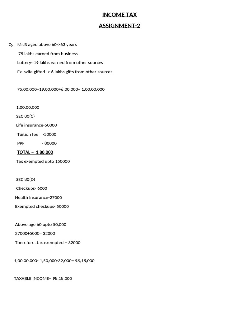Income Tax Assignment | PDF