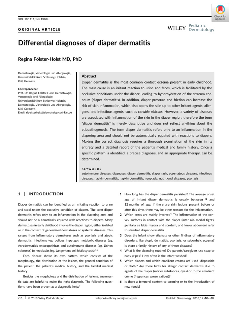 Diaper Dermatitis: Differential Diagnoses | PDF | Dermatitis | Psoriasis