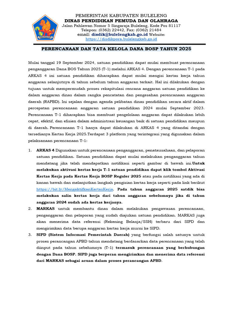 Perencanaan Tata Kelola Dana BOSP Tahun 2025 | PDF