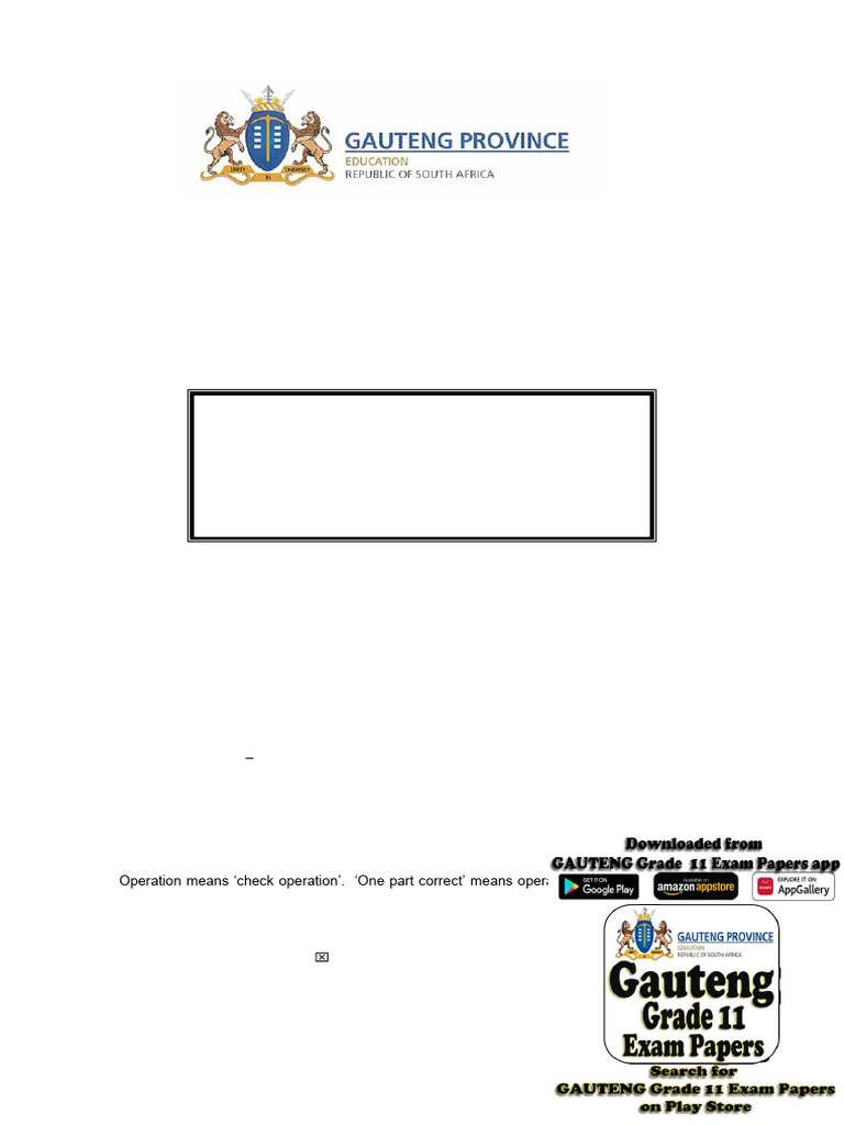 Grade 11 Provincial Exam Accounting P1 (English) November 2019 Marking ...
