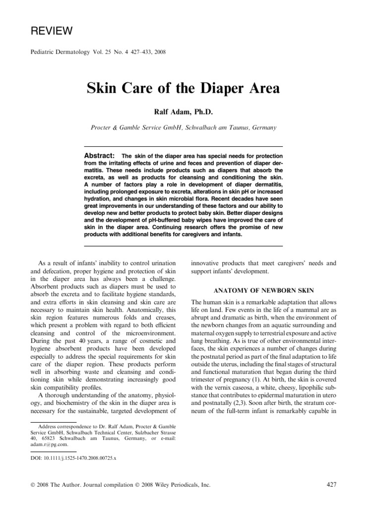 Skin Care of The Diaper Area | PDF | Surfactant | Diaper