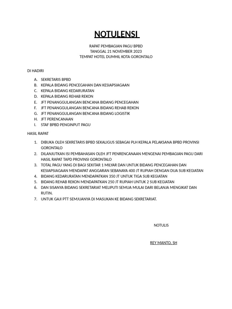 Notulensi Dumhil | PDF