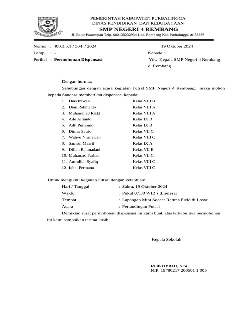 Surat Disensasi DWP | PDF