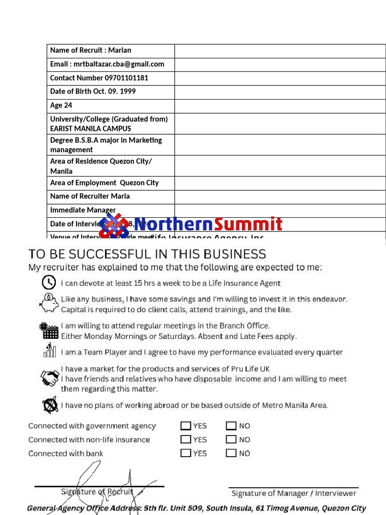 Marian Baltazar's Recruitment Details | PDF