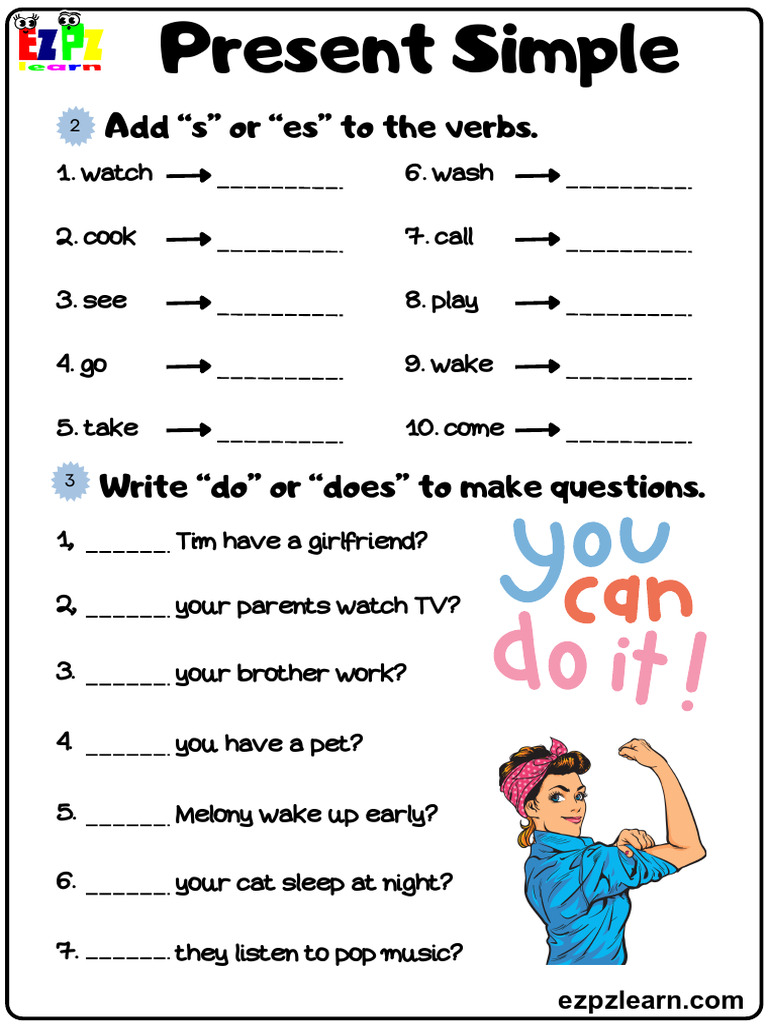 Present Simple Verbs: S and ES Worksheet | PDF