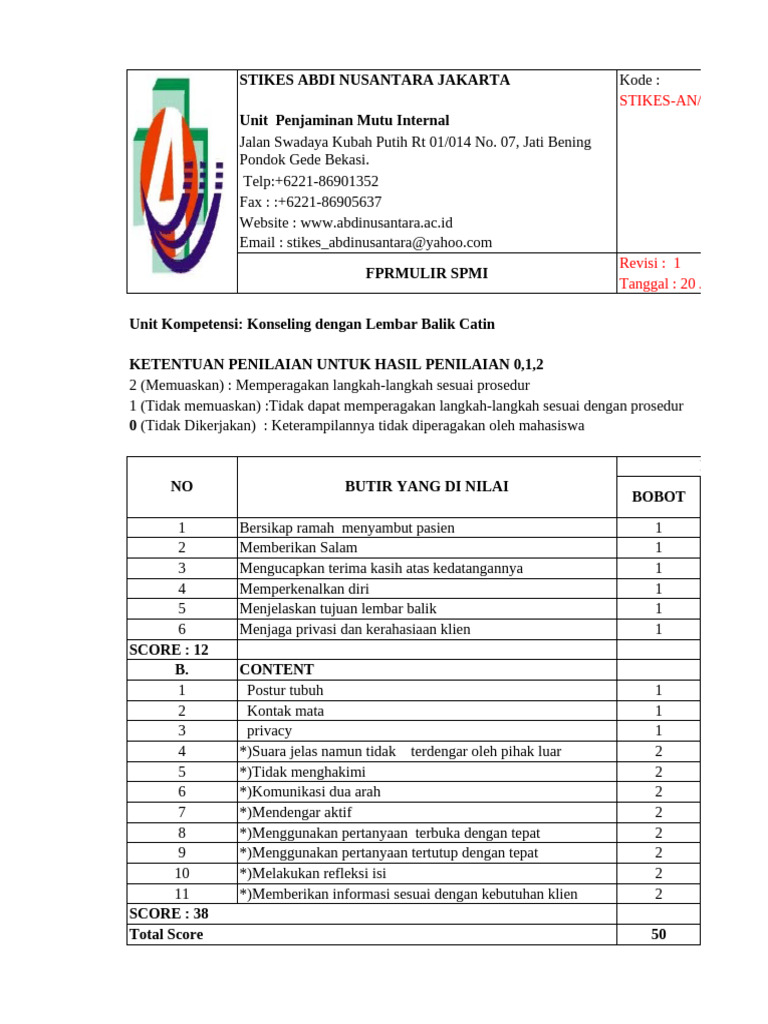 Daftar Tilik Catin 2 | PDF