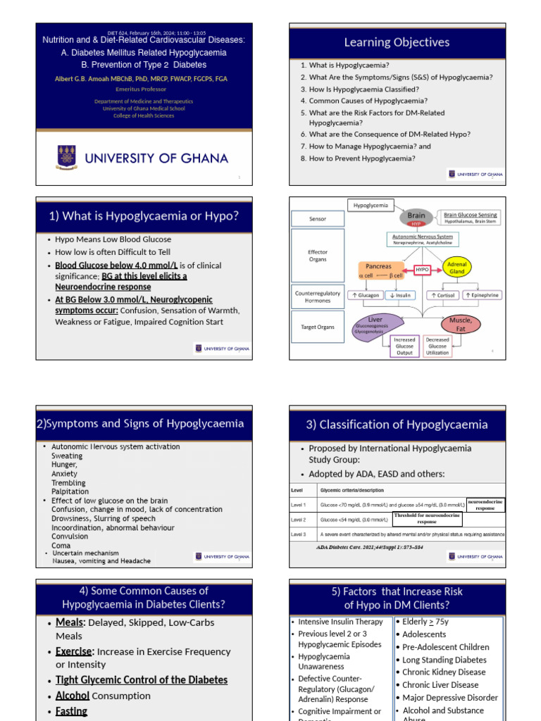 Handout A Diabetes Associated Hypoglycaemia, B Prevention of T2DM | PDF ...