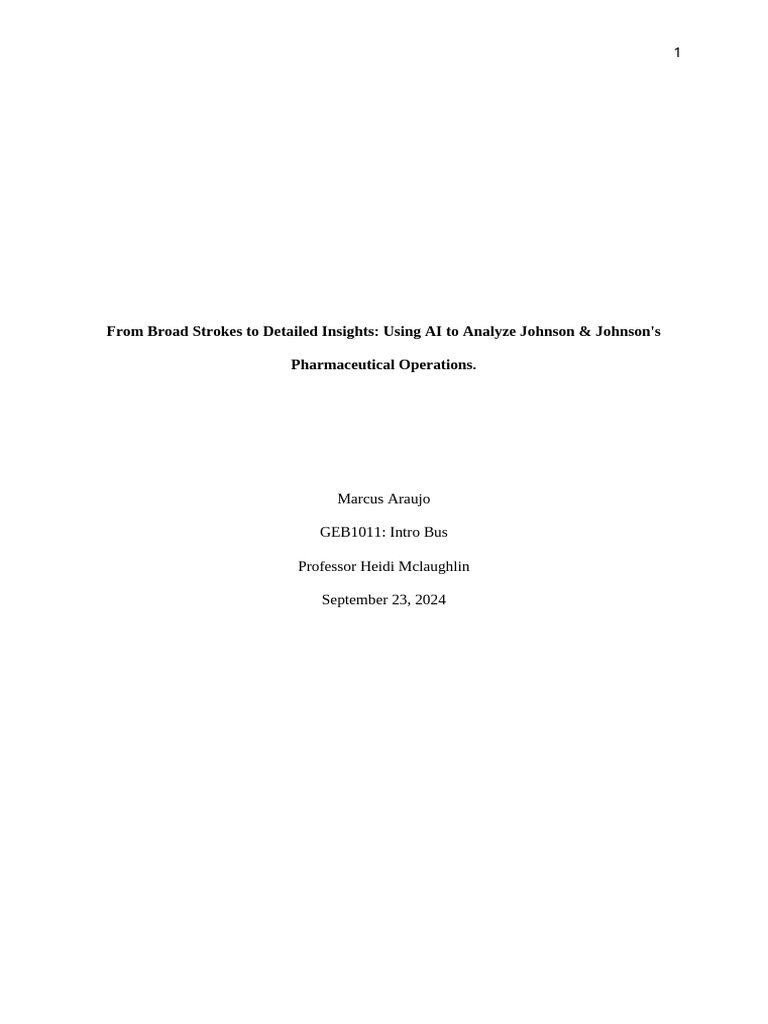 Special Assignment - Module 6 | PDF | Johnson & Johnson | Health Sciences Special Assignment - Module 6 | PDF | Johnson & Johnson | Health Sciences