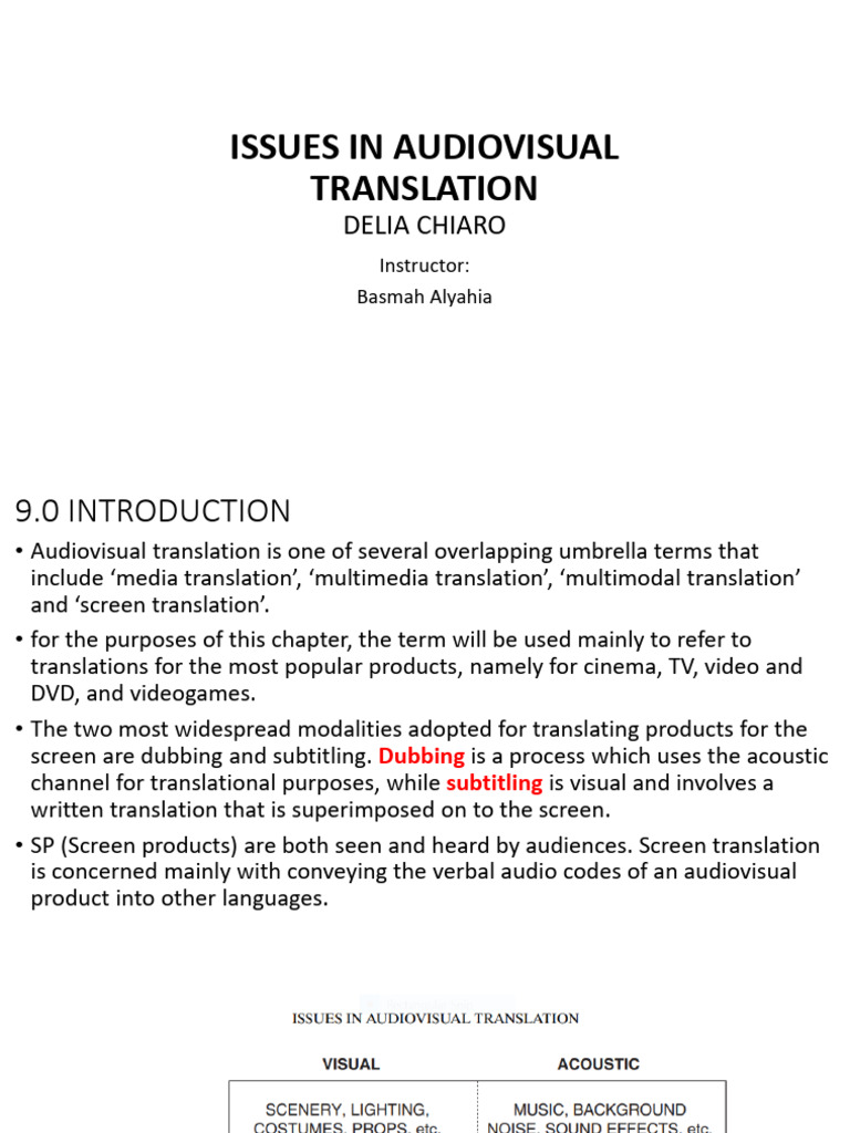Issues in Audiovisual Translation | PDF | Translations | Human ...