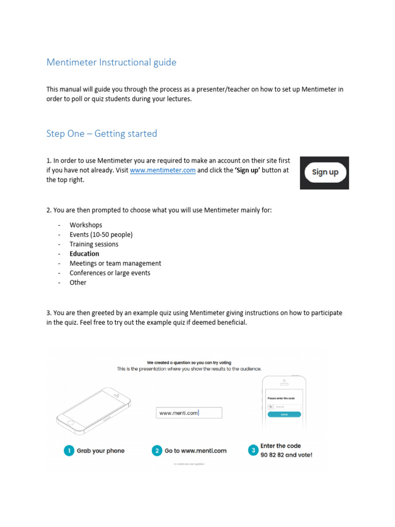 Mentimeter Instructional Guide For Teachers | PDF | Question | Computing