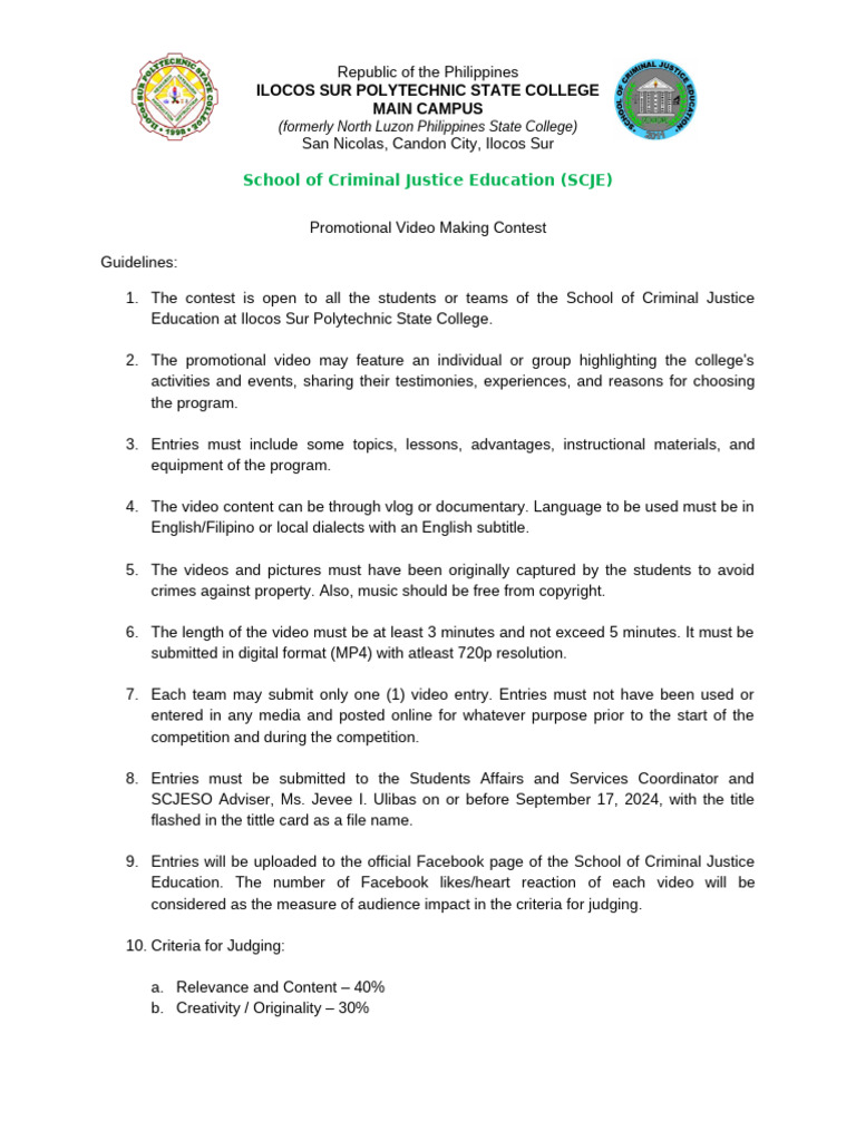 Promotional Video Making Contest Guidelines | PDF | Social Science