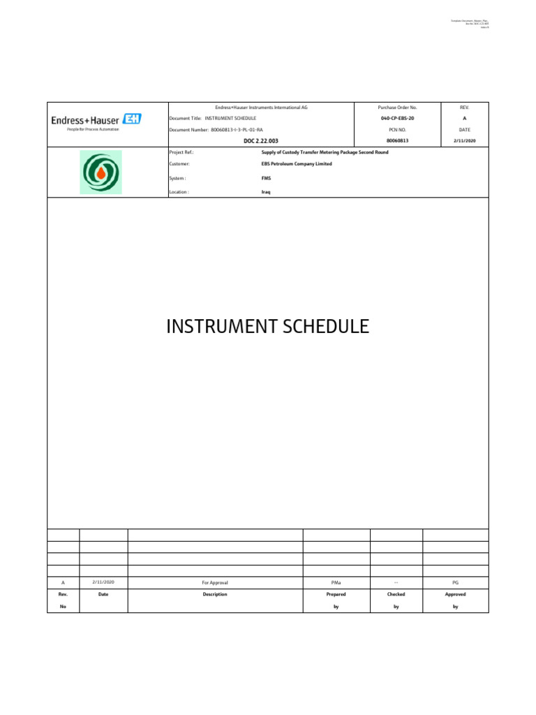 4.2-INSTRUMENT SCHEDULE | PDF | Physical Chemistry | Fluid Mechanics